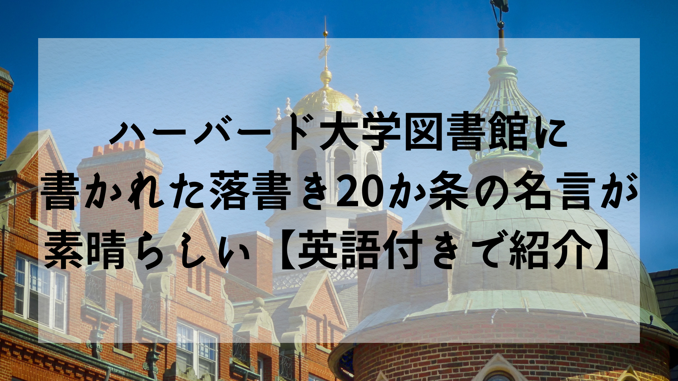 ハーバード大学図書館に書かれた落書き：20か条の名言が素晴らしい【英語付きで紹介】 - しょやブログ